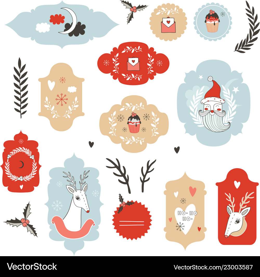 Collection of year labels hand Royalty Free Vector Image