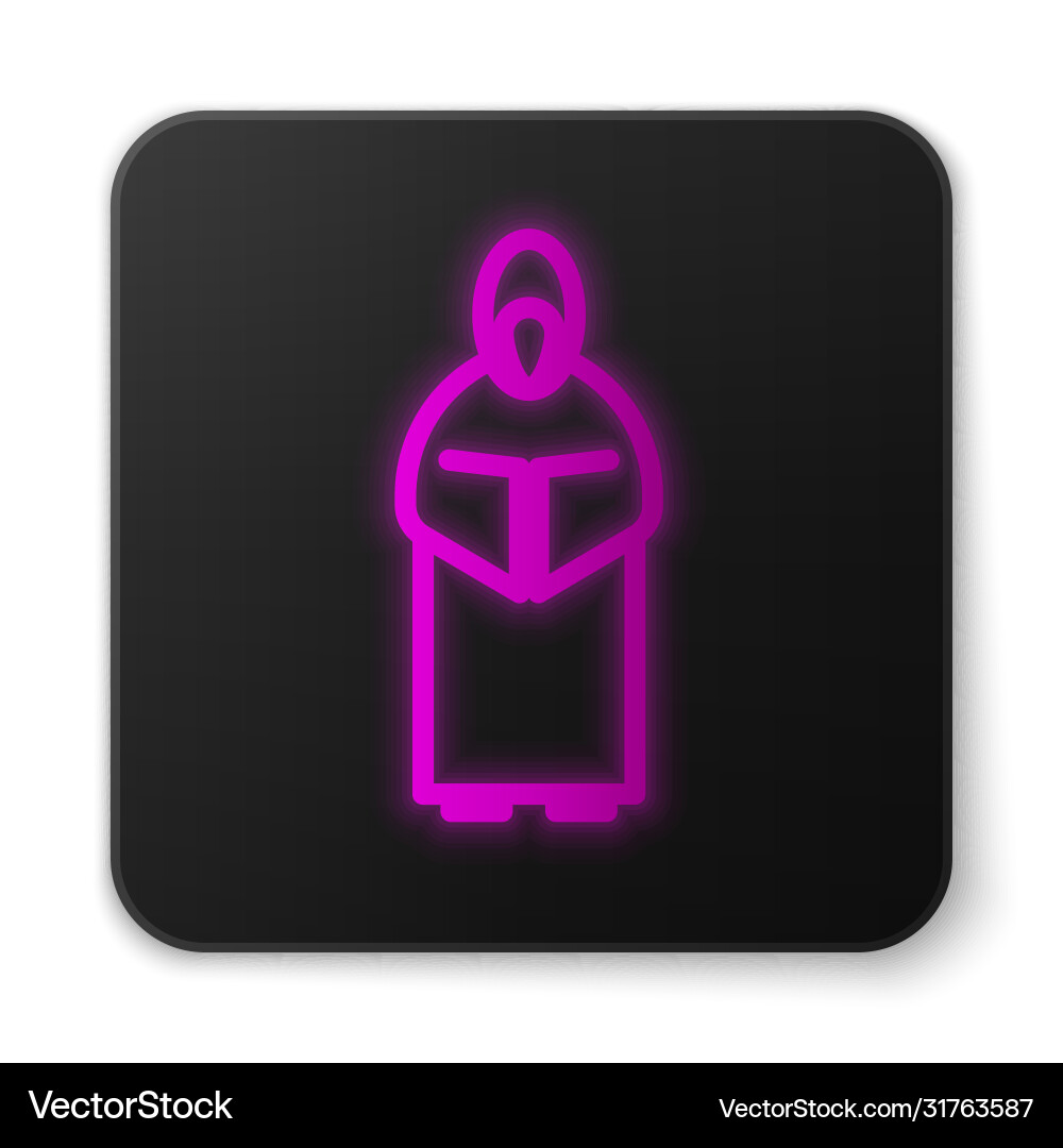 Glowing neon line monk icon isolated on white Vector Image