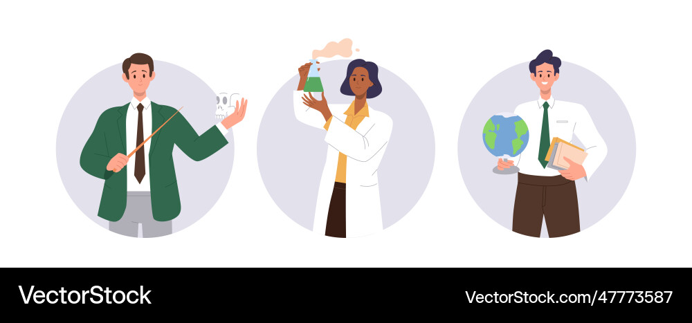 Isolated set of professional school educator Vector Image
