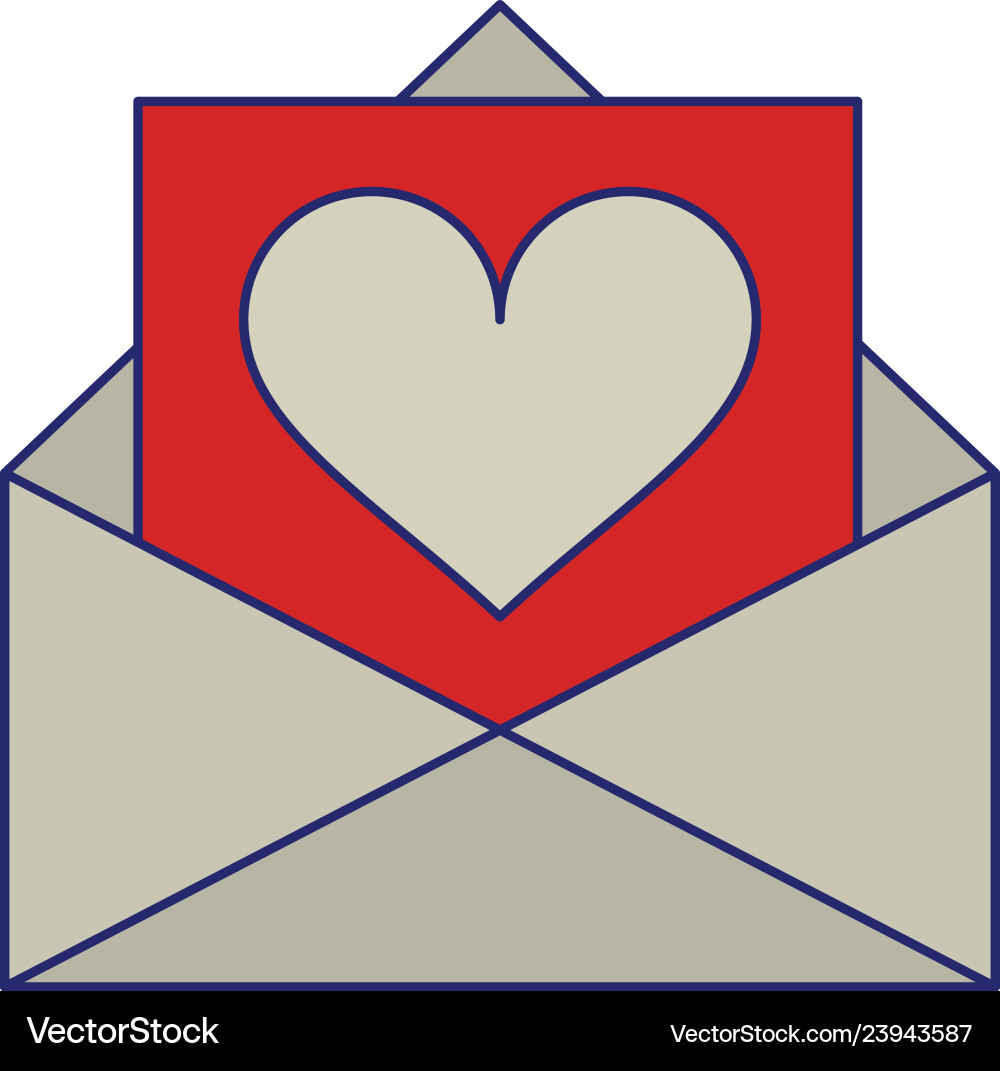 Love letter envelope open symbol blue lines Vector Image