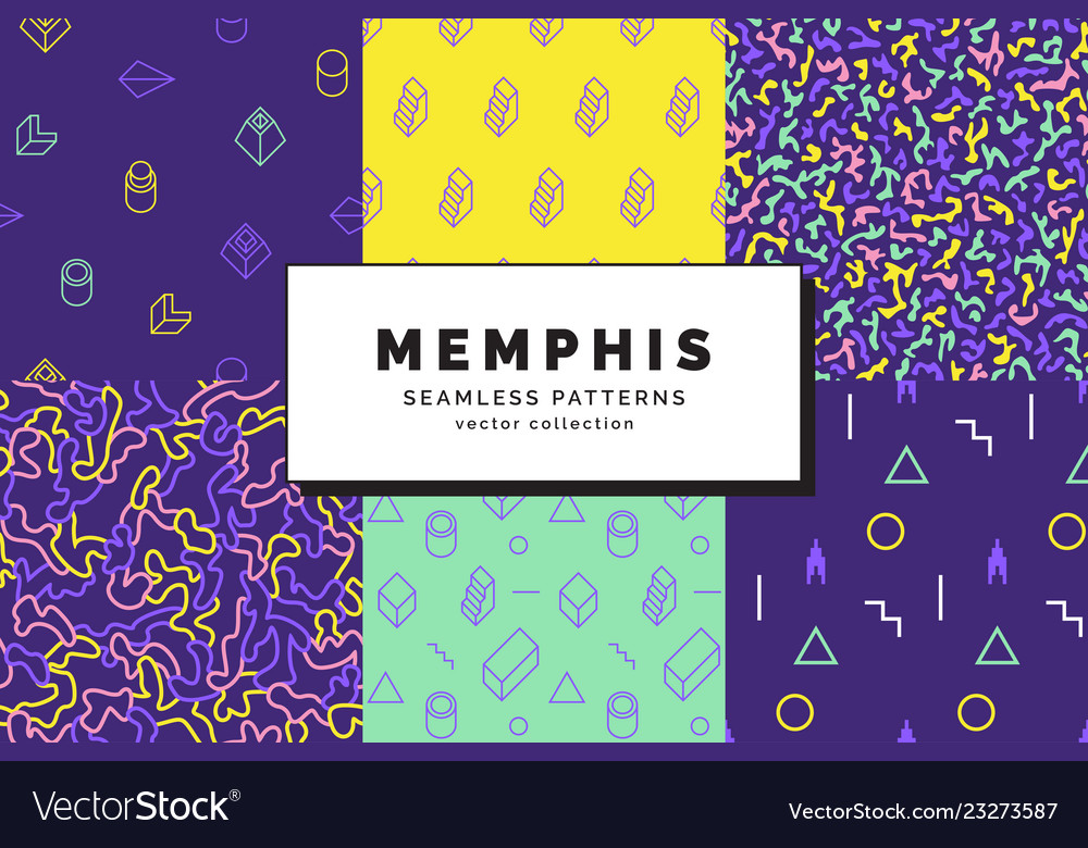 Memphis seamless patterns set Royalty Free Vector Image