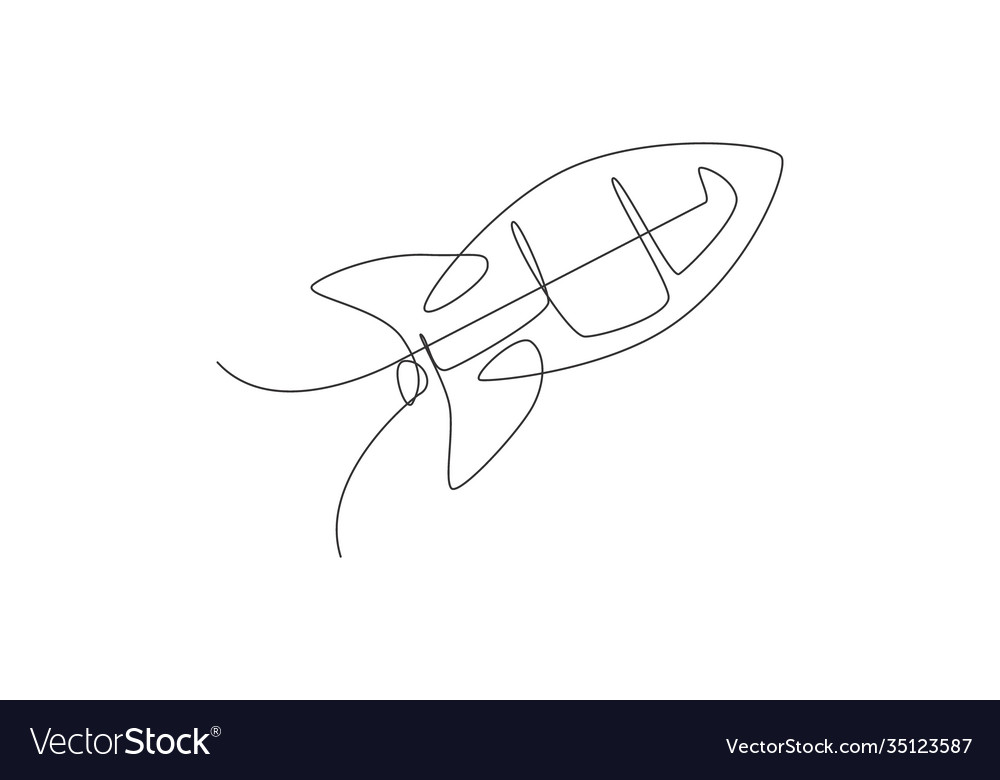 One continuous line drawing simple retro Vector Image