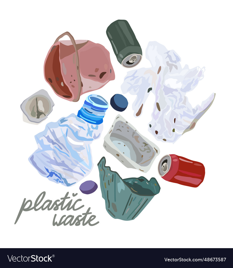 Plastic waste stop using package Royalty Free Vector Image