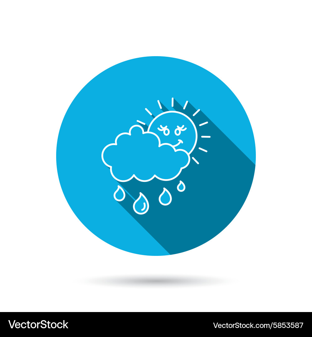 Rain and sun icon water drops with cloud sign Vector Image