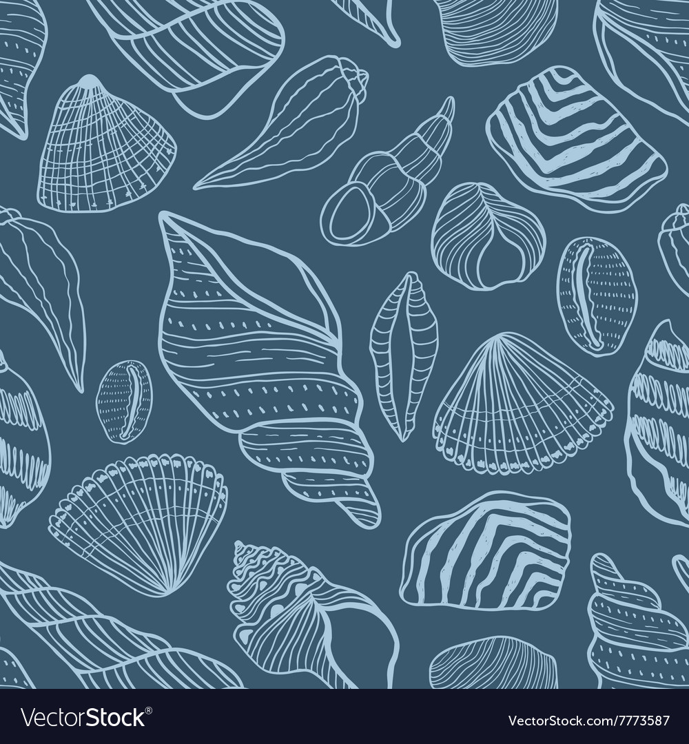 Seashells seamless pattern Royalty Free Vector Image