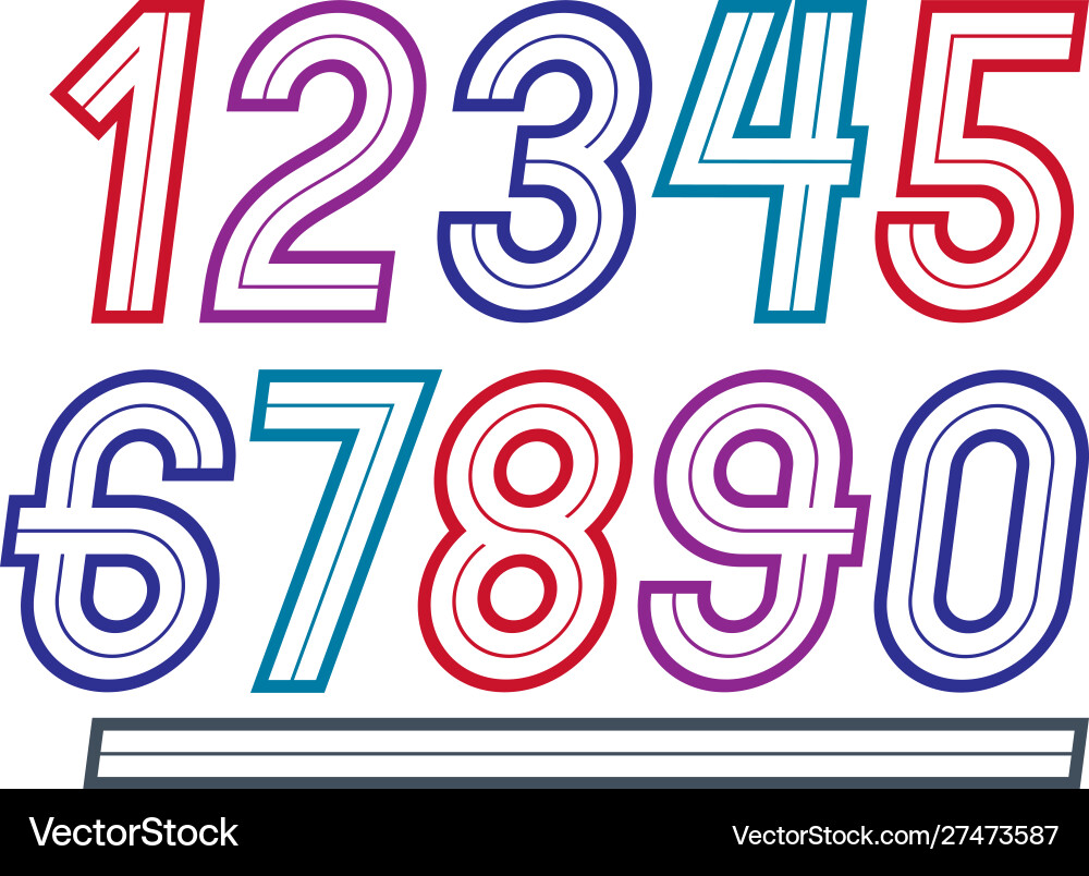 Set bright retro bold numbers from 0 to 9 best Vector Image