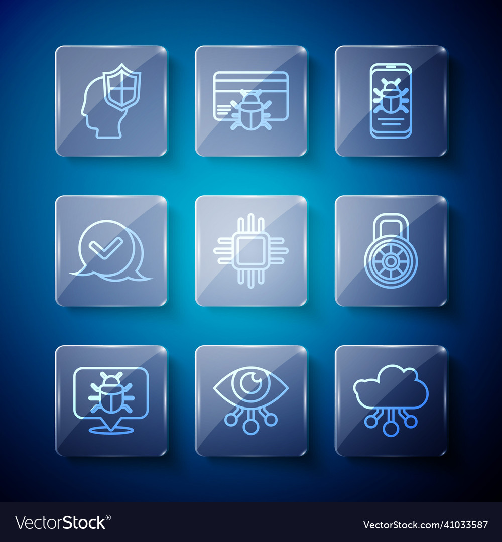 Set line system bug eye scan internet of things Vector Image