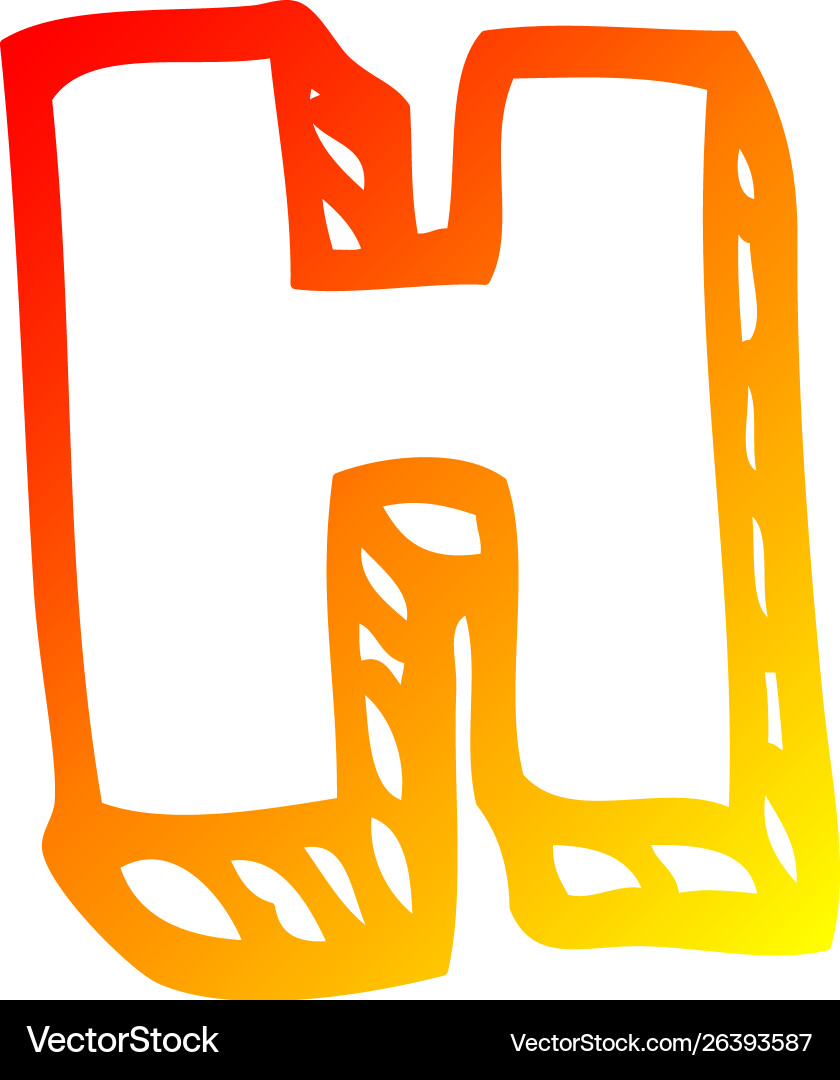 Warm gradient line drawing cartoon letter h Vector Image