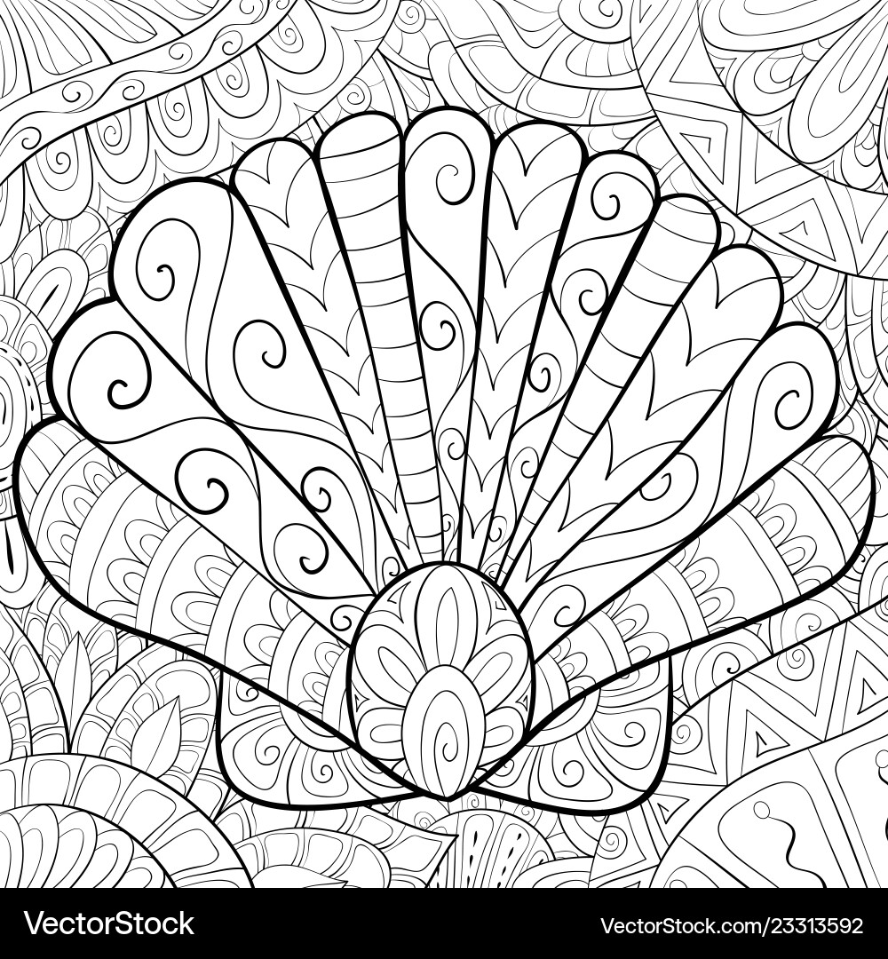 Adult coloring bookpage a cute shell image Vector Image