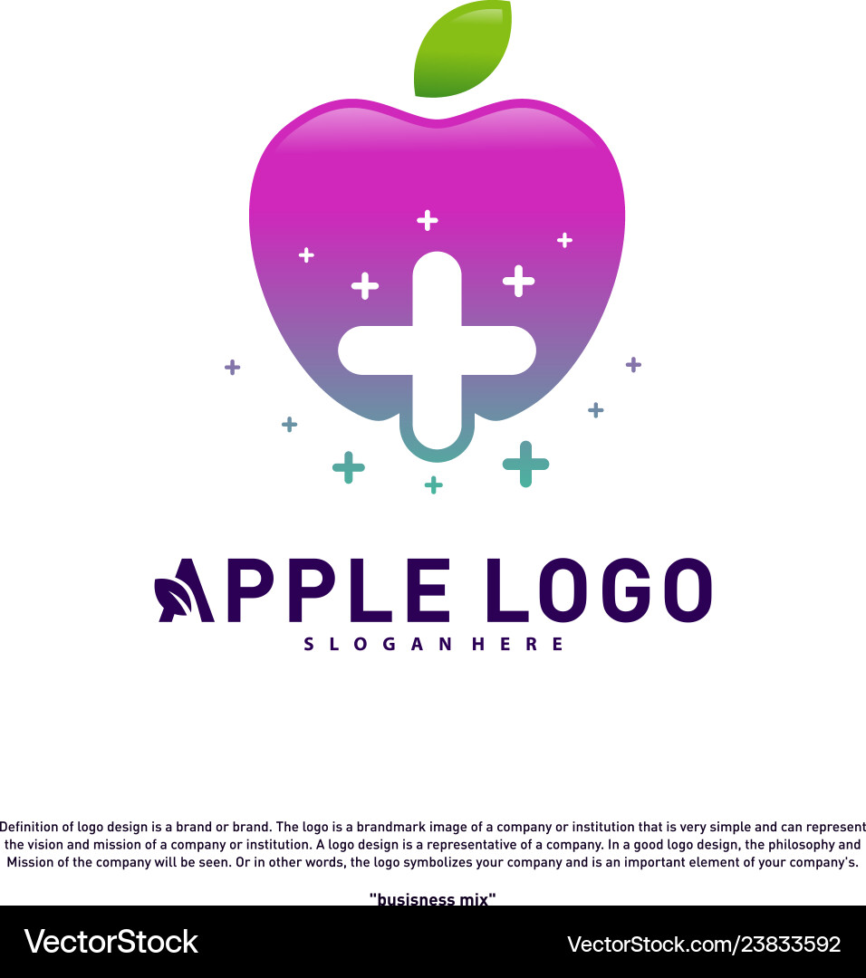 Apple with medical plus logo design concept Vector Image