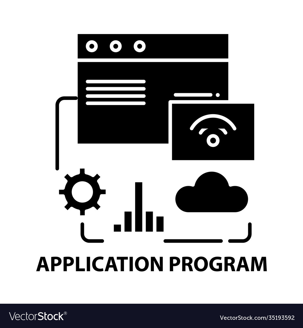 Application program icon black sign Royalty Free Vector