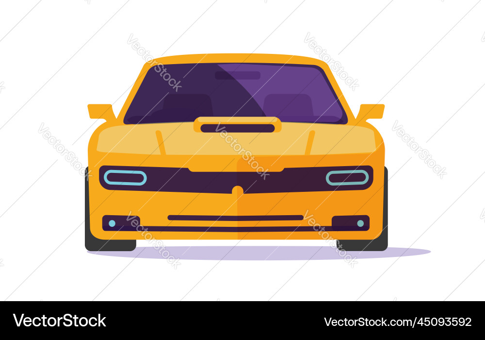 Car yellow vehicle front view flat with electric Vector Image