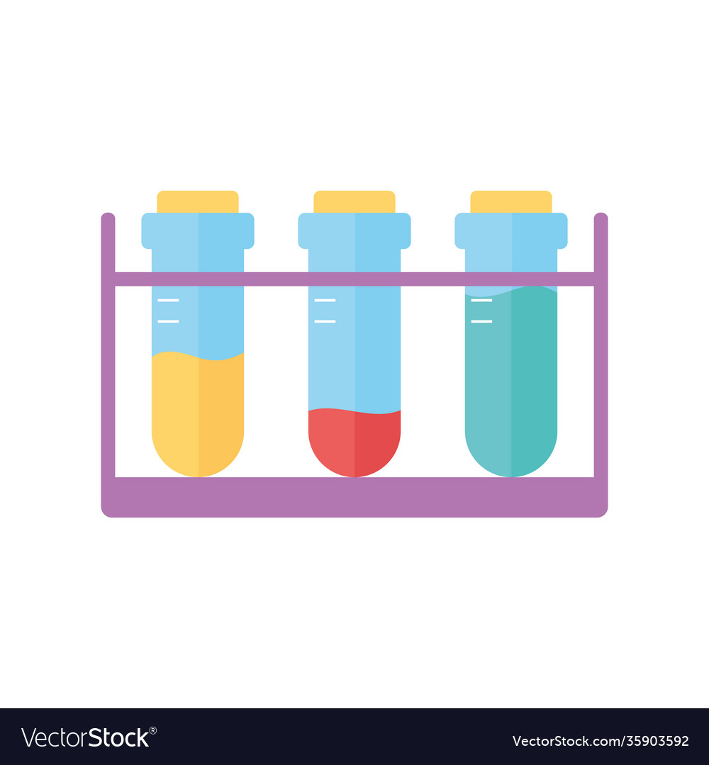 Chemistry test tubes on rack science flat style Vector Image
