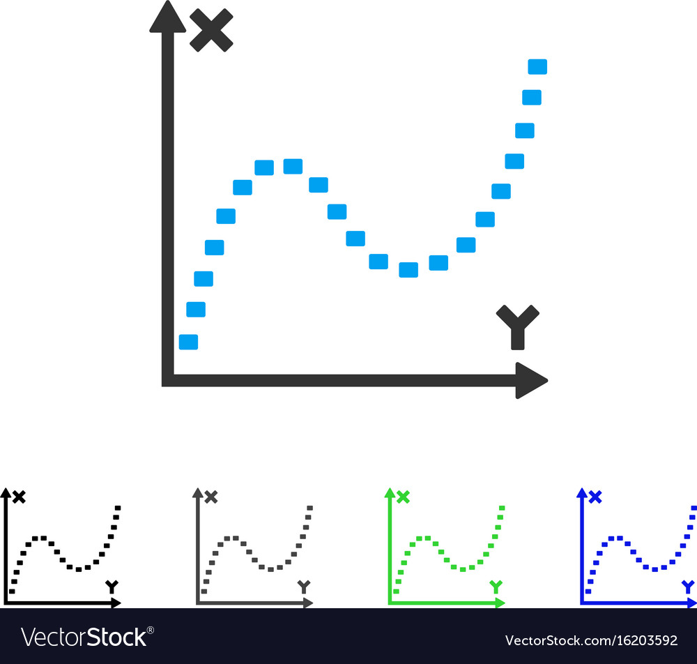 Dotted Function Graph Flat Icon Royalty Free Vector Image