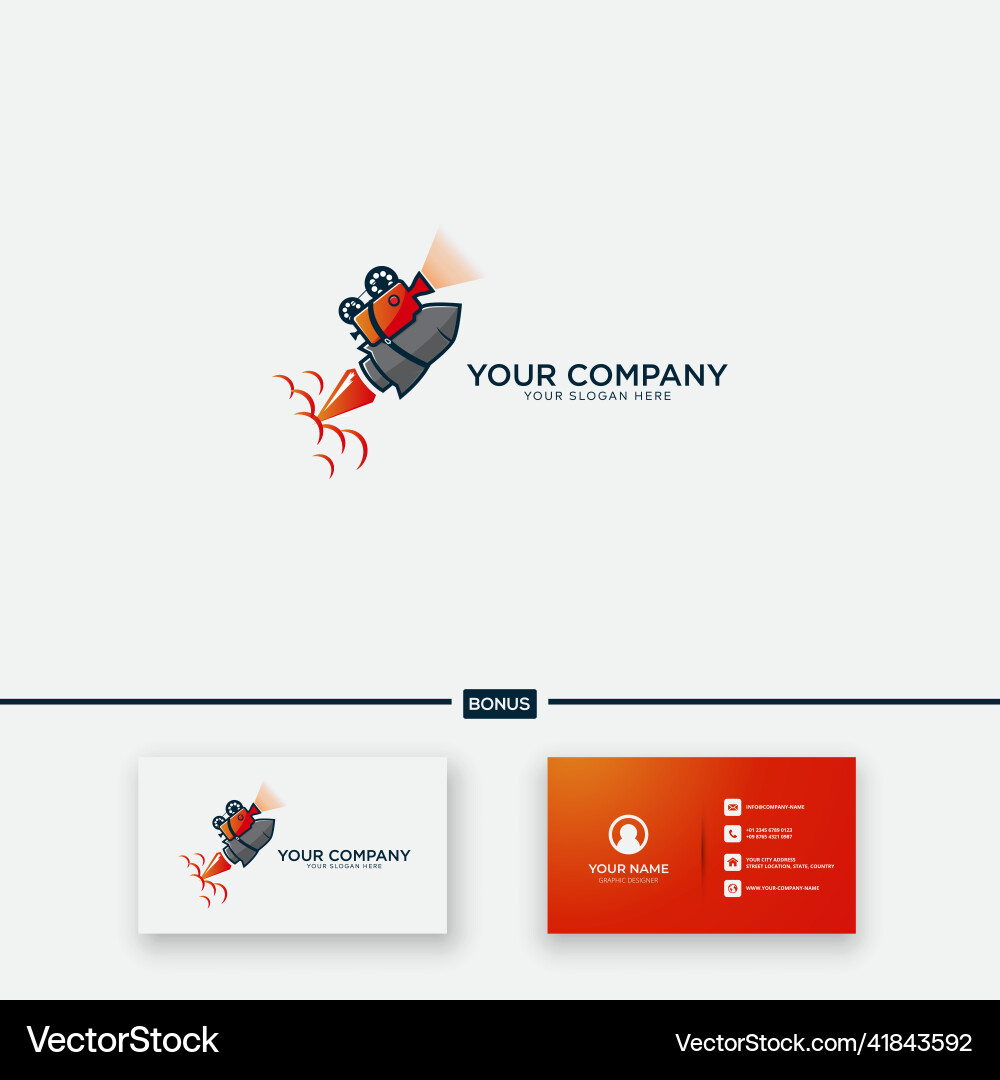 Fast video rocket shoot movie logo simple Vector Image