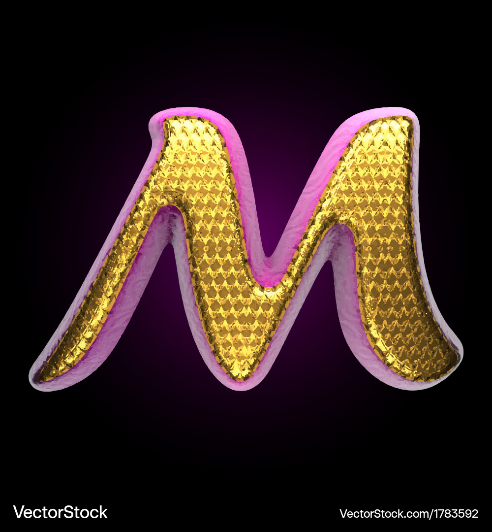 Golden and pink letter m Royalty Free Vector Image