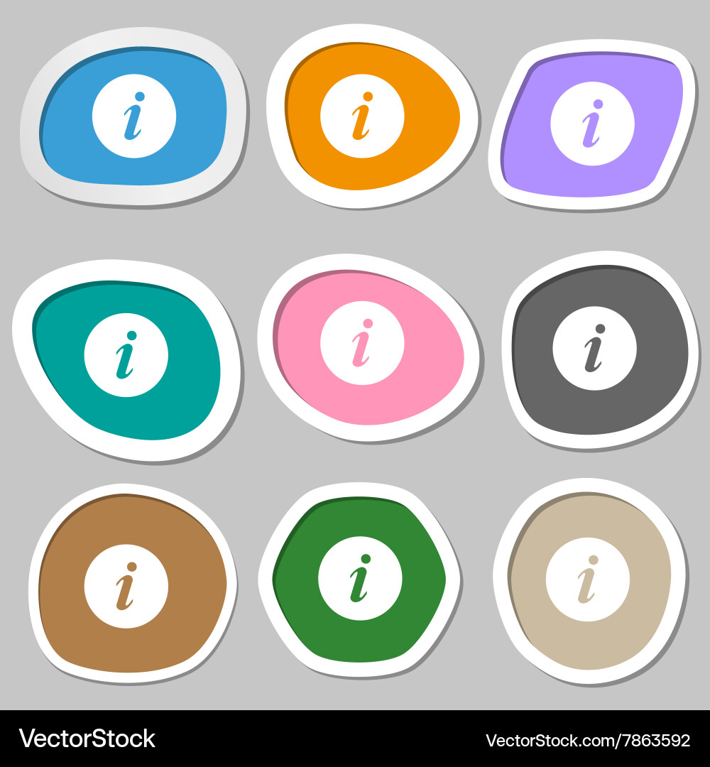 Info symbols multicolored paper stickers Vector Image