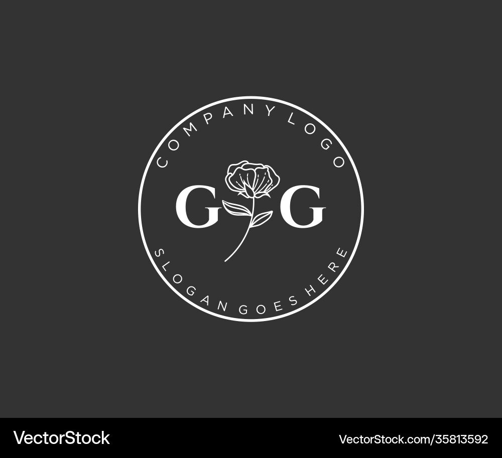 Initial gg letters botanical feminine logo Vector Image
