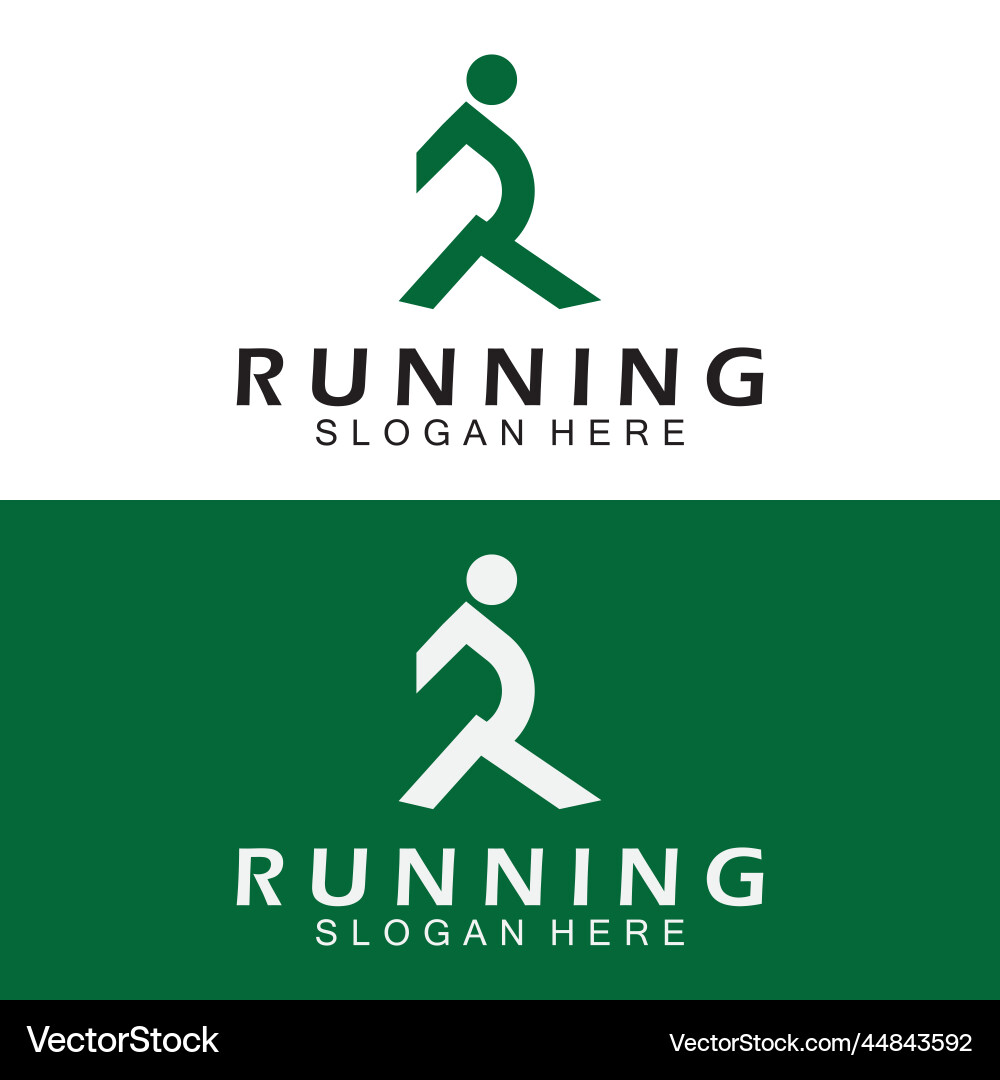 Letter r for running logo design combination Vector Image