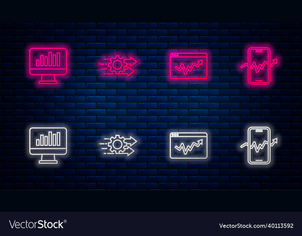 Set Line Time Management Graph Chart Infographic Vector Image