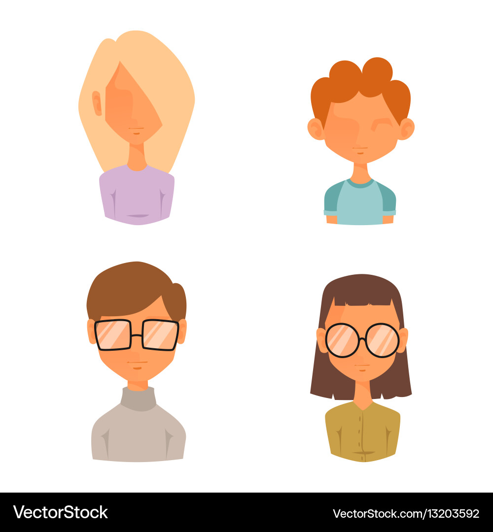 Set people portrait face icons web avatars flat Vector Image