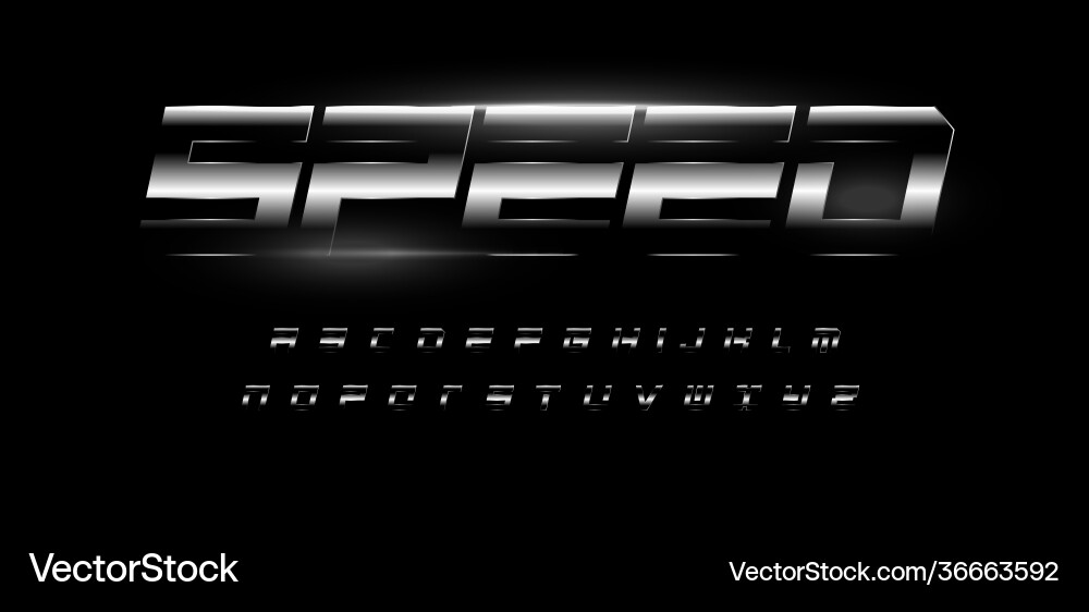 Speed alphabet bold italic letters with glossy Vector Image
