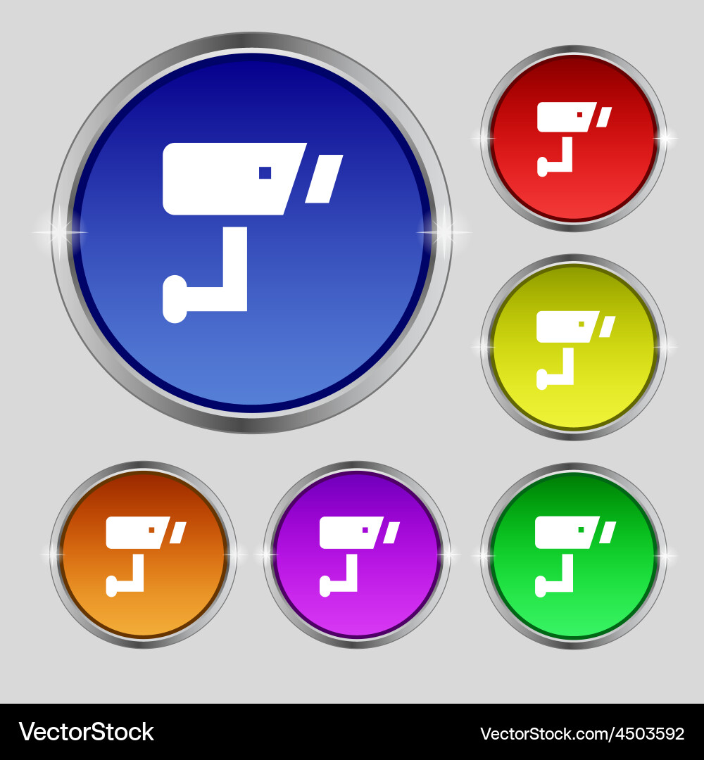 Surveillance camera icon sign round symbol Vector Image