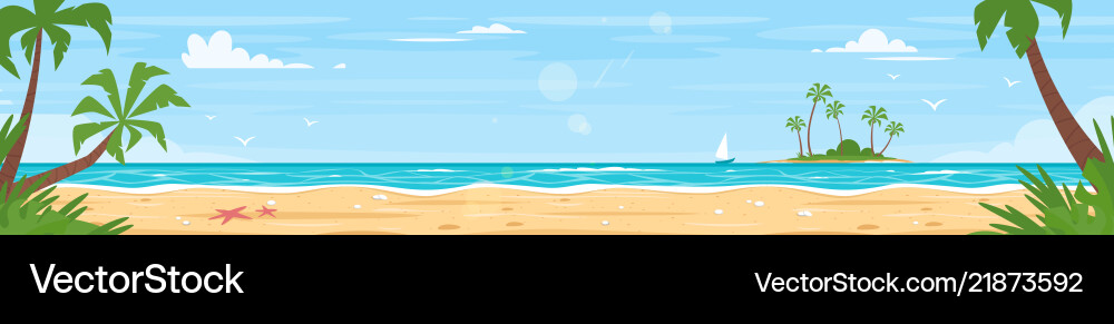 Tropical island sea shore Royalty Free Vector Image
