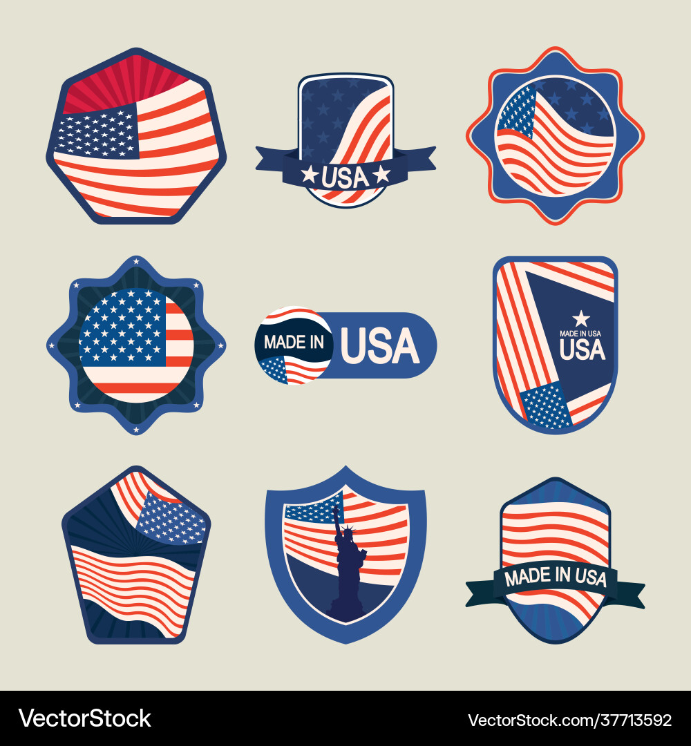 Usa flag labels Royalty Free Vector Image - VectorStock