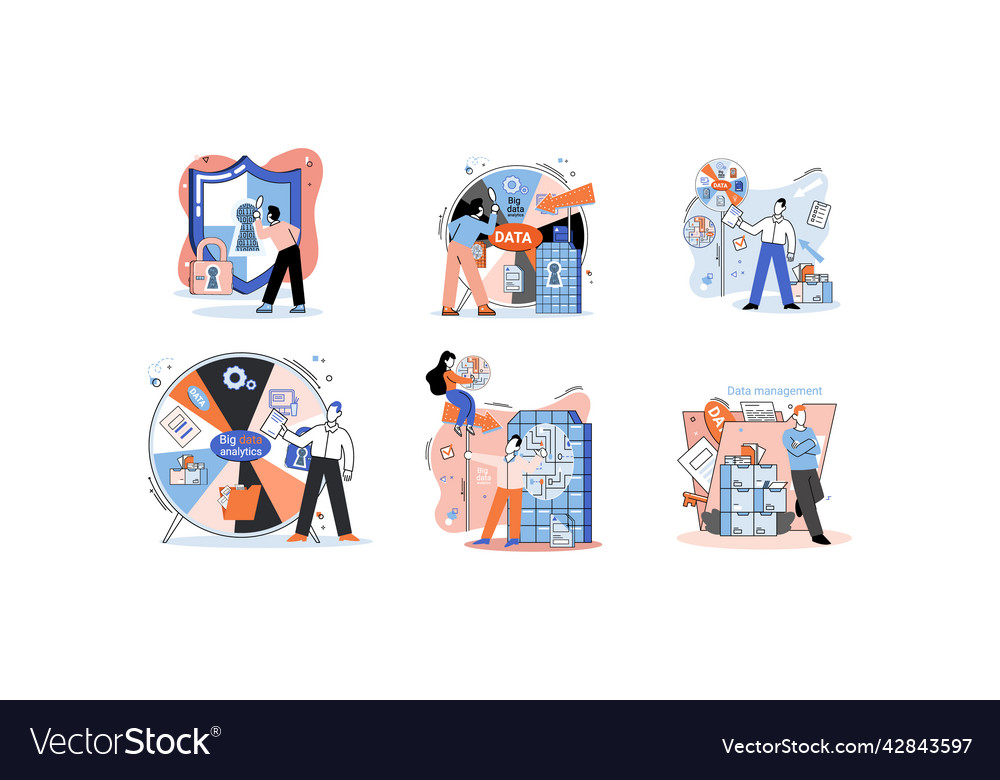 Big data analytics platform management Royalty Free Vector
