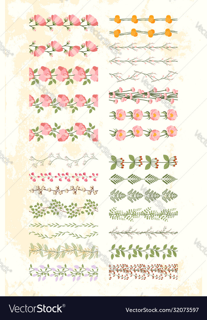 Big set botanical repeat borders Royalty Free Vector Image