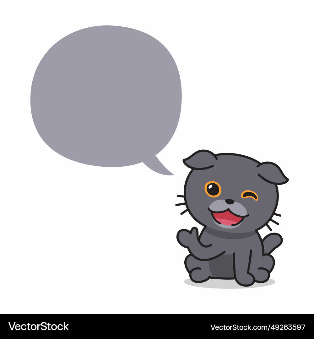 Cartoon character scottish fold cat with speech Vector Image