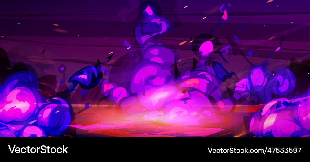 Cartoon purple fire explosion game design Vector Image