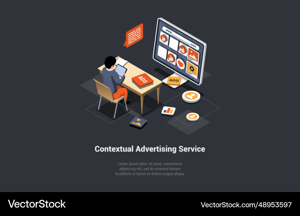 Contextual Targeting Ppc Online Advertising Vector Image