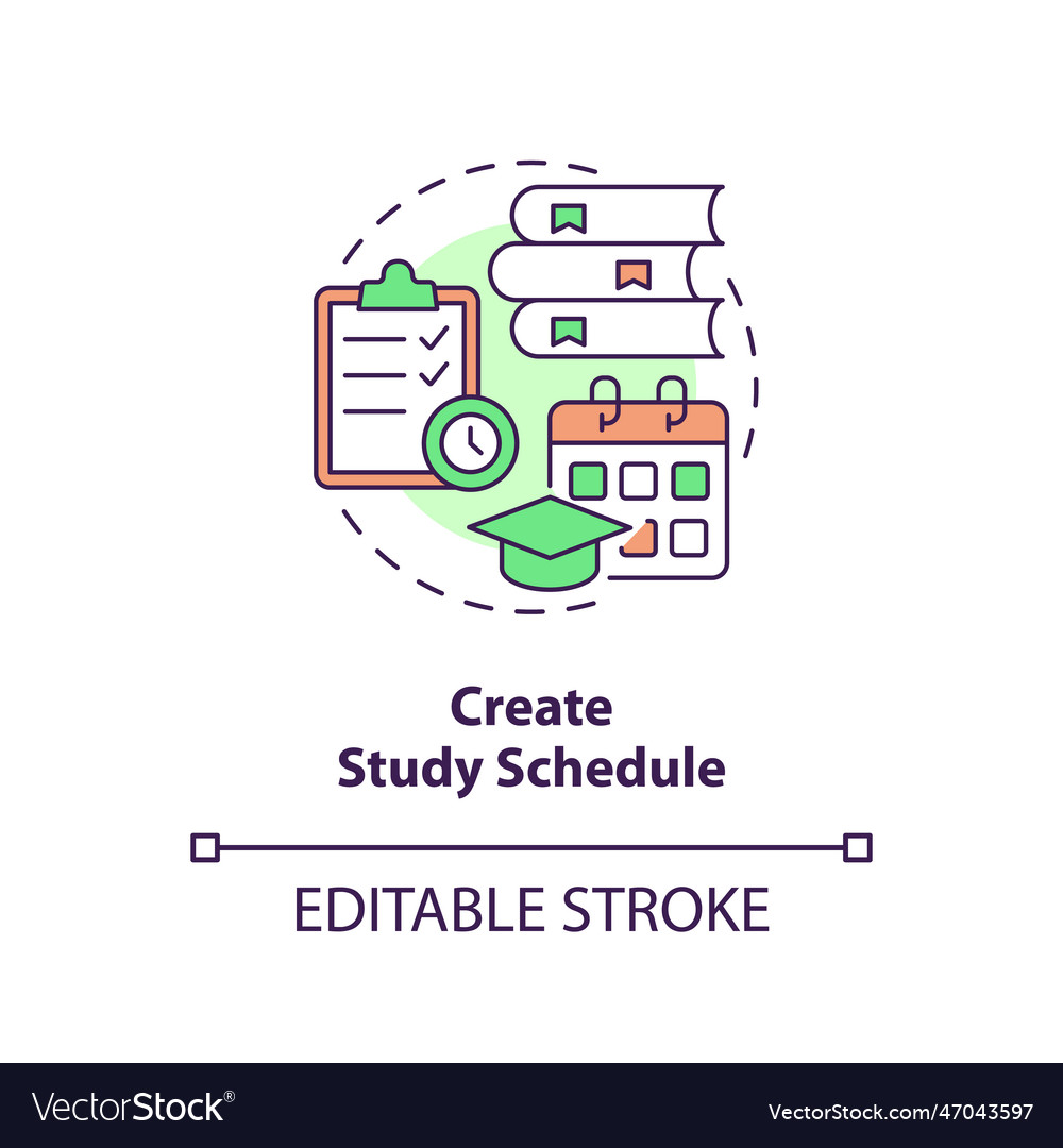 Create study schedule concept icon Royalty Free Vector Image