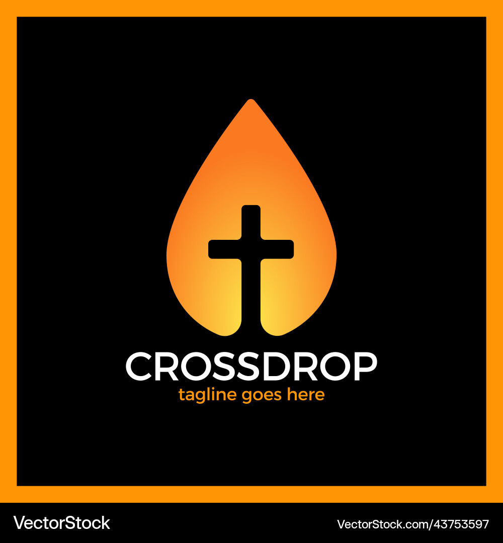 Cross drop logo - christ blood Royalty Free Vector Image