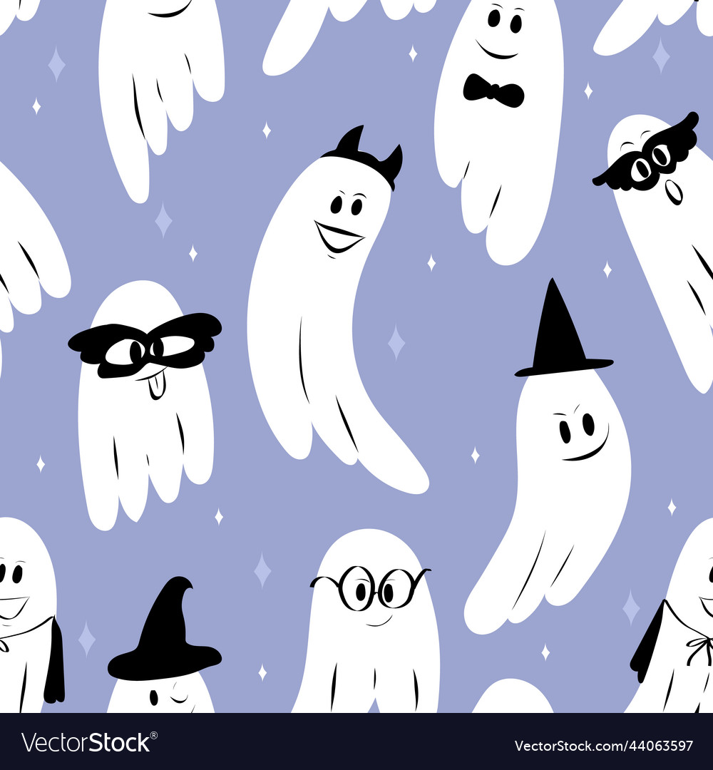 Cute ghost seamless pattern halloween Royalty Free Vector