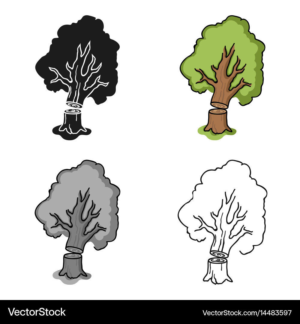 Falling tree icon in cartoon style isolated on Vector Image