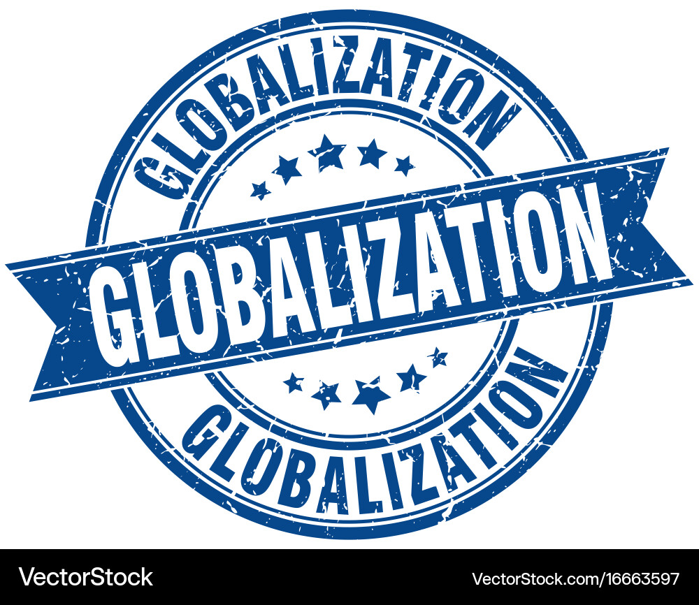 Globalization round grunge ribbon stamp Royalty Free Vector