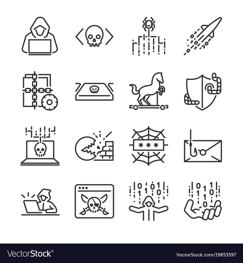 Hacker icon set Royalty Free Vector Image - VectorStock