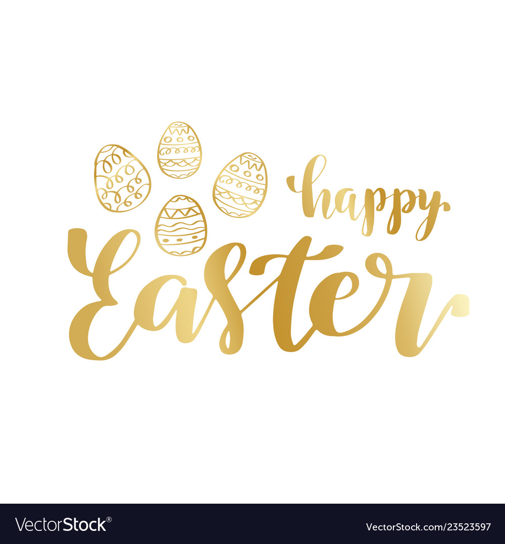 Happy Easter Calligraphy Design Hand Drawn Vector Image