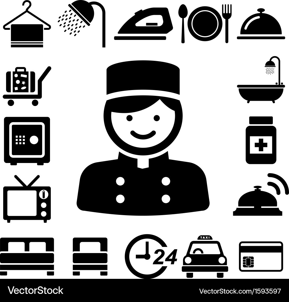 Hotel and travel icon set Royalty Free Vector Image