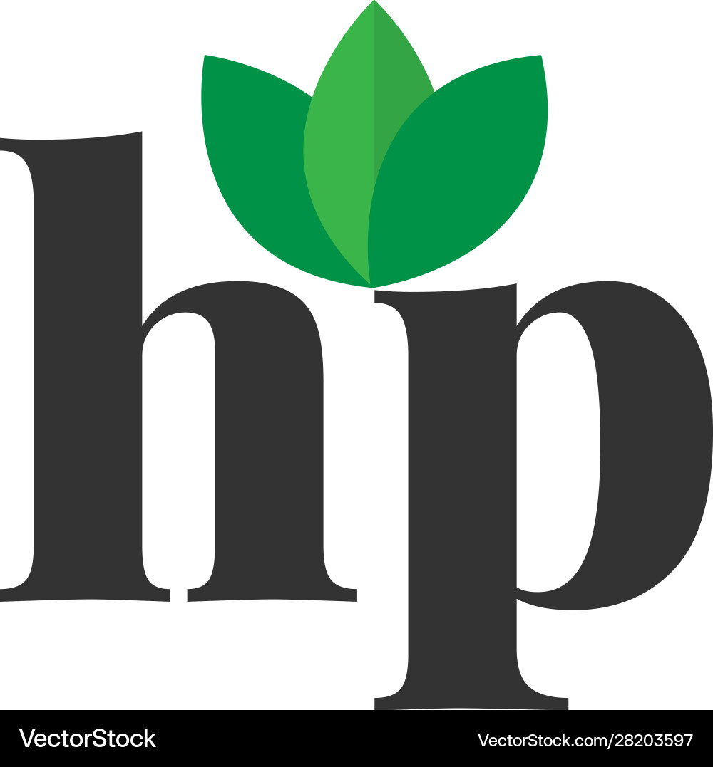 Initial letter hp green leaf logo design template Vector Image