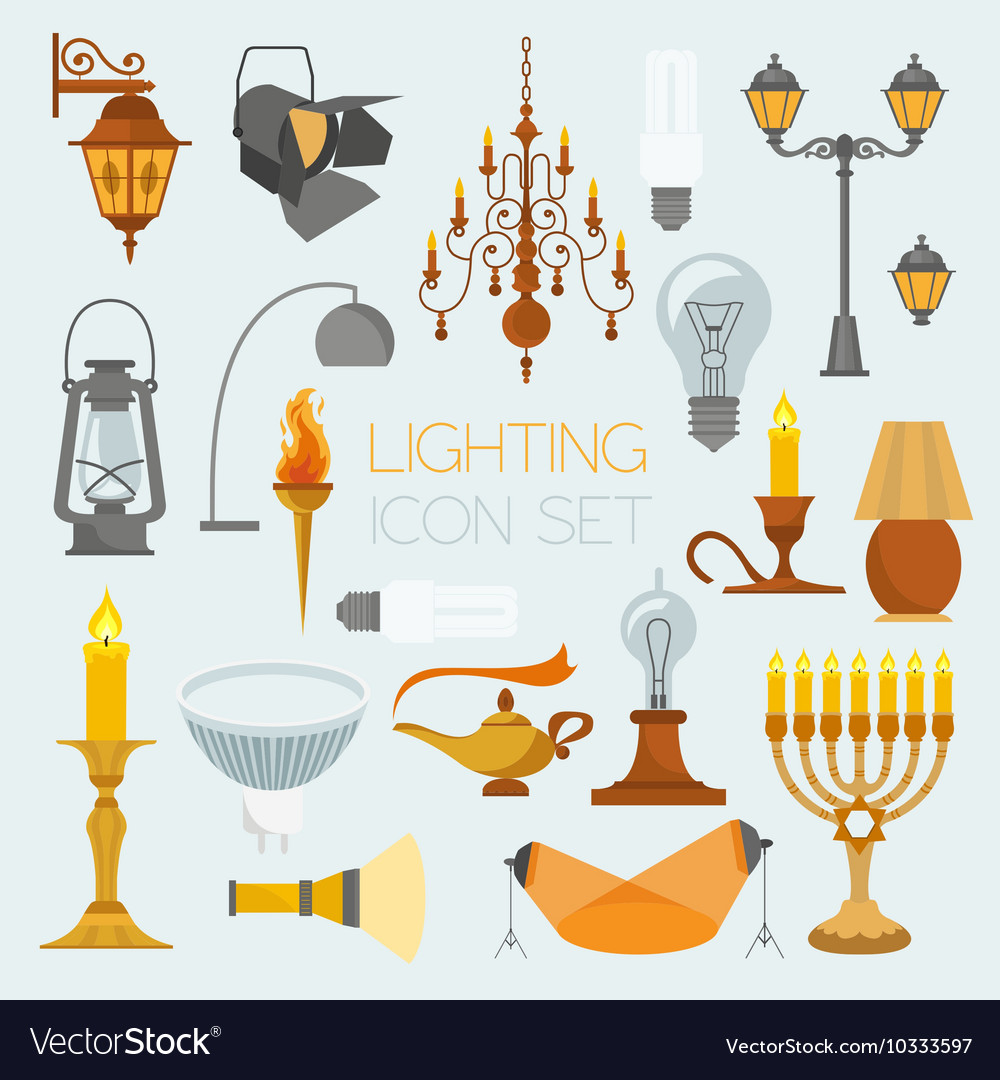 Lighting elements icon set Royalty Free Vector Image