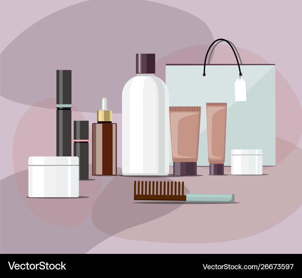 Make up products and skincare Royalty Free Vector Image
