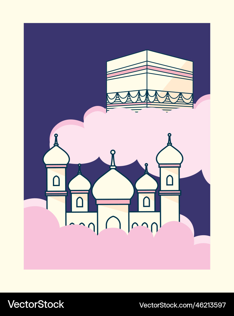 Muslim mosque and mecca Royalty Free Vector Image