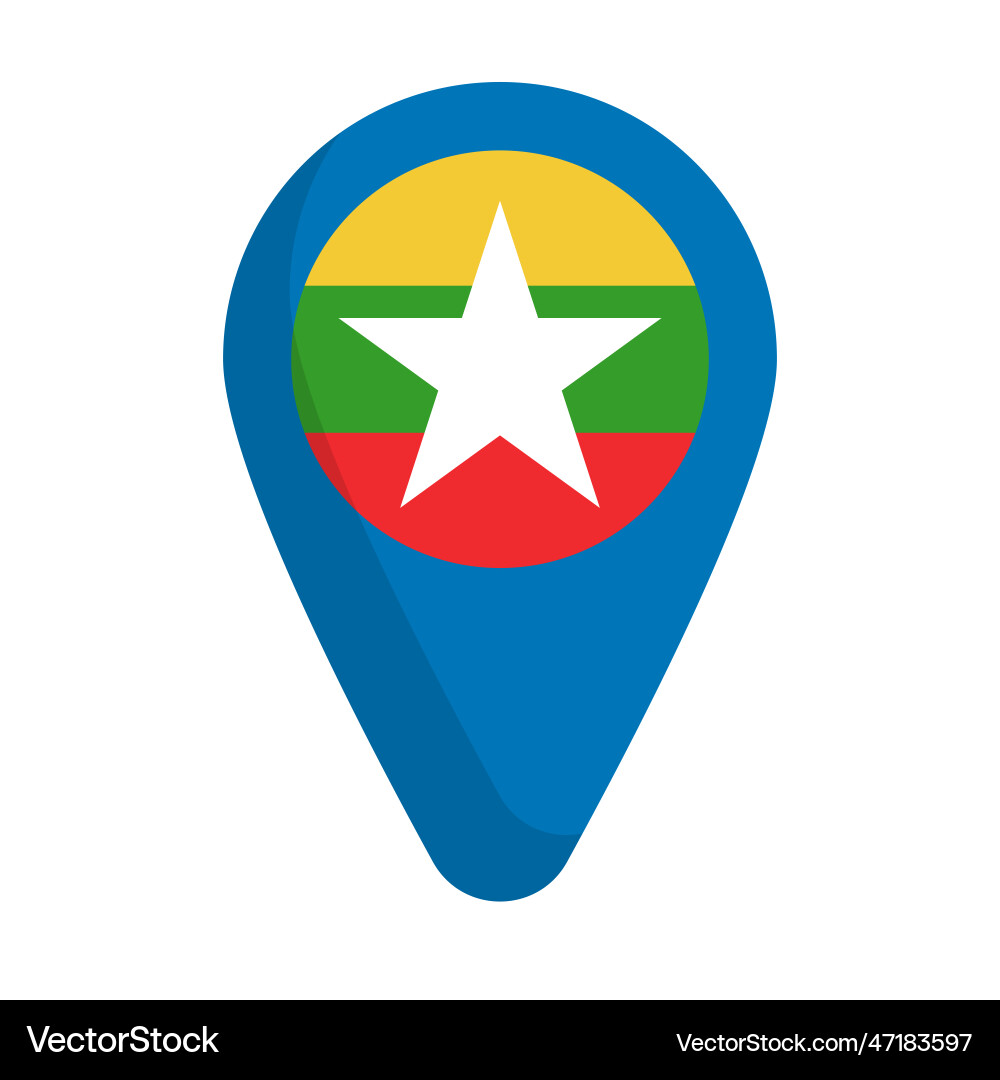 Myanmar flag map pin icon Royalty Free Vector Image