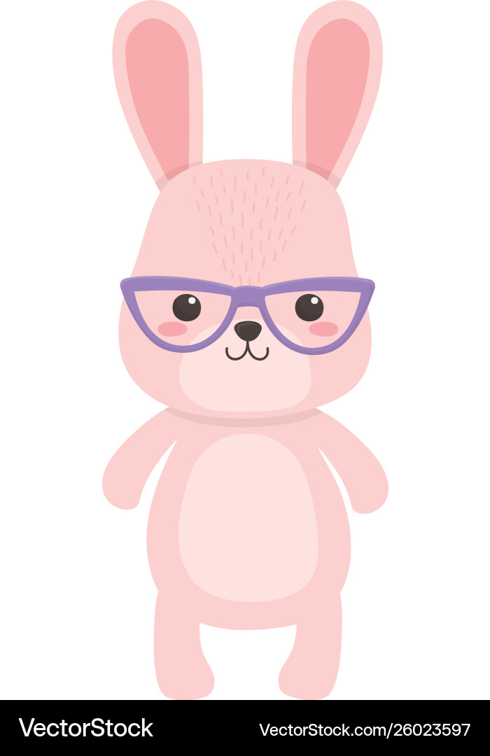 Rabbit cartoon with glasses design Royalty Free Vector Image