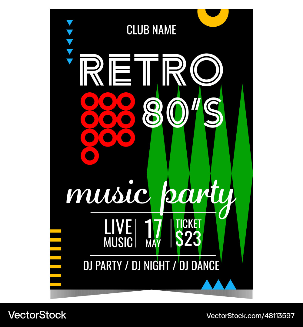 Retro 80s music party Royalty Free Vector Image