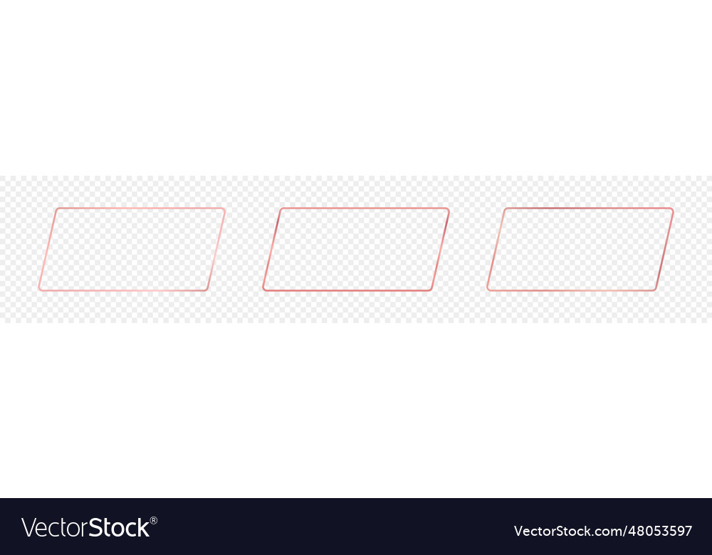 Rose gold glowing rounded rectangular shape frame Vector Image